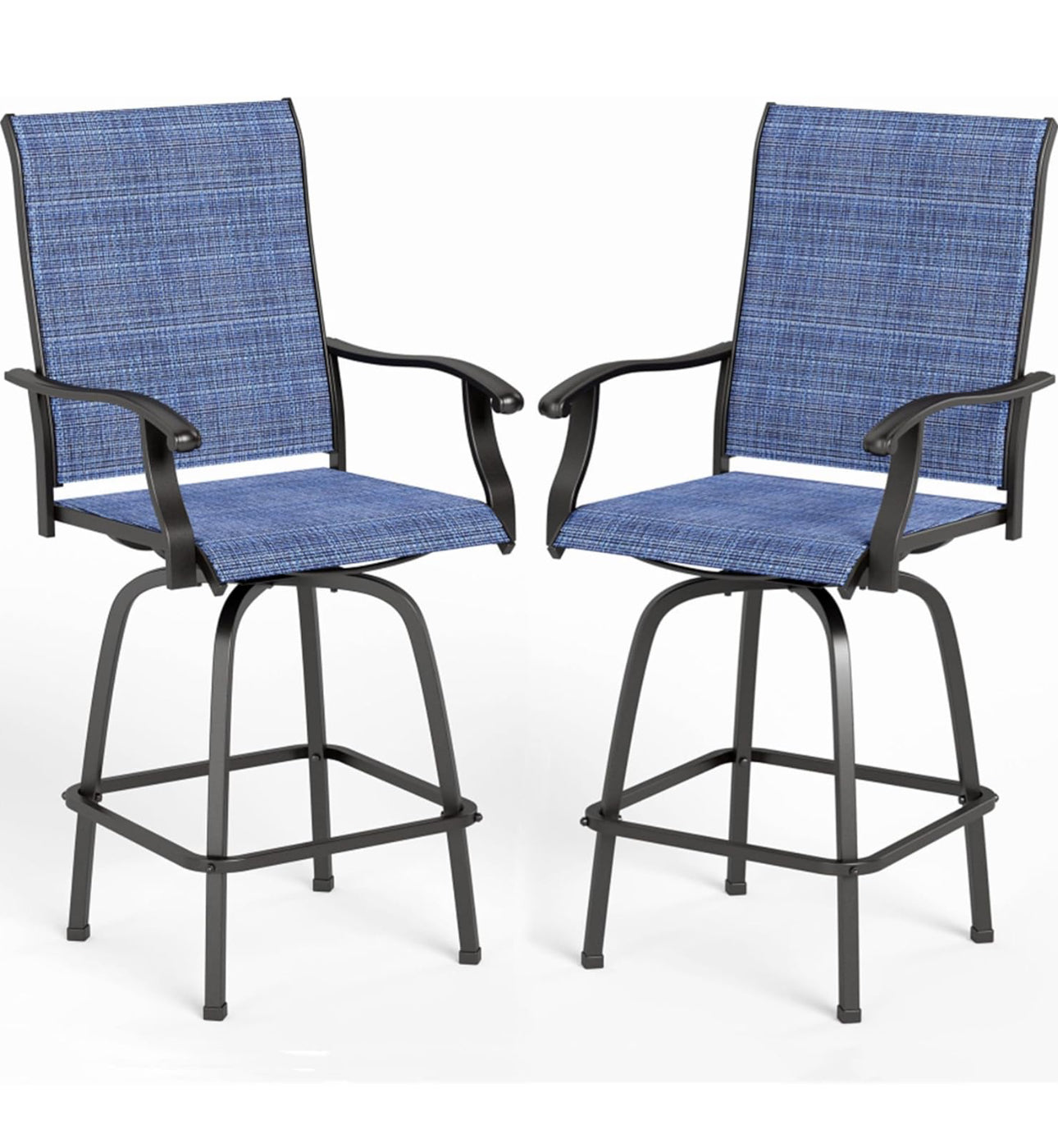 Set of 2 Outdoor bar height chairs blue mash . In box ...